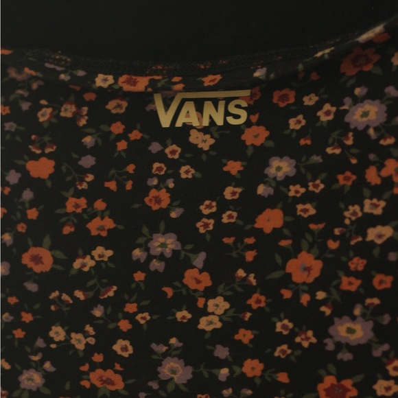 Vans | Tops | Vans Black Top With Floral Design | Poshmark
